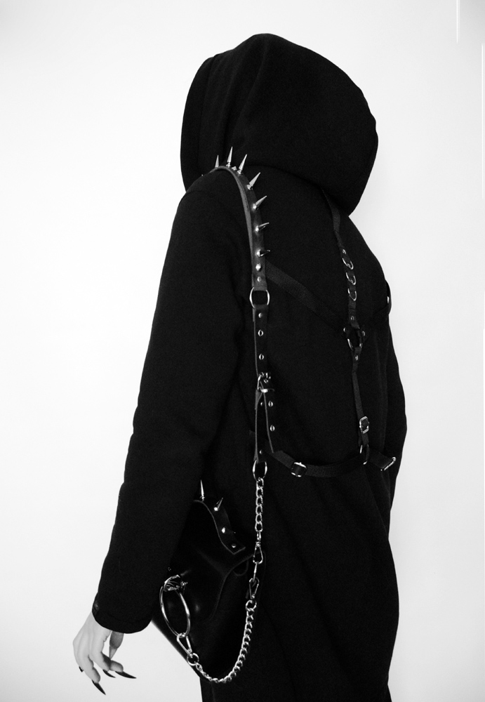 NOIR mini spiked bag, Spiked shoulder purse | MadElephantshop